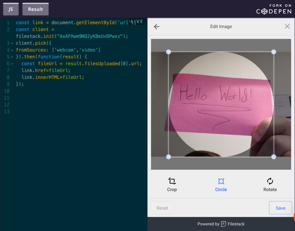 Uploading Webcam Images with Filestack